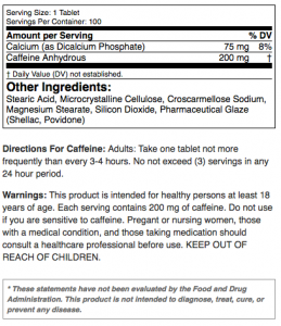 CAFFEINE - GAT - 100 TABLETAS - Suplex